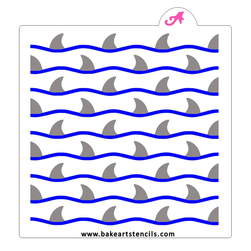 Shark Fin Swim Pattern Cookie Stencil, 2 piece Set – Lorraines Cake ...